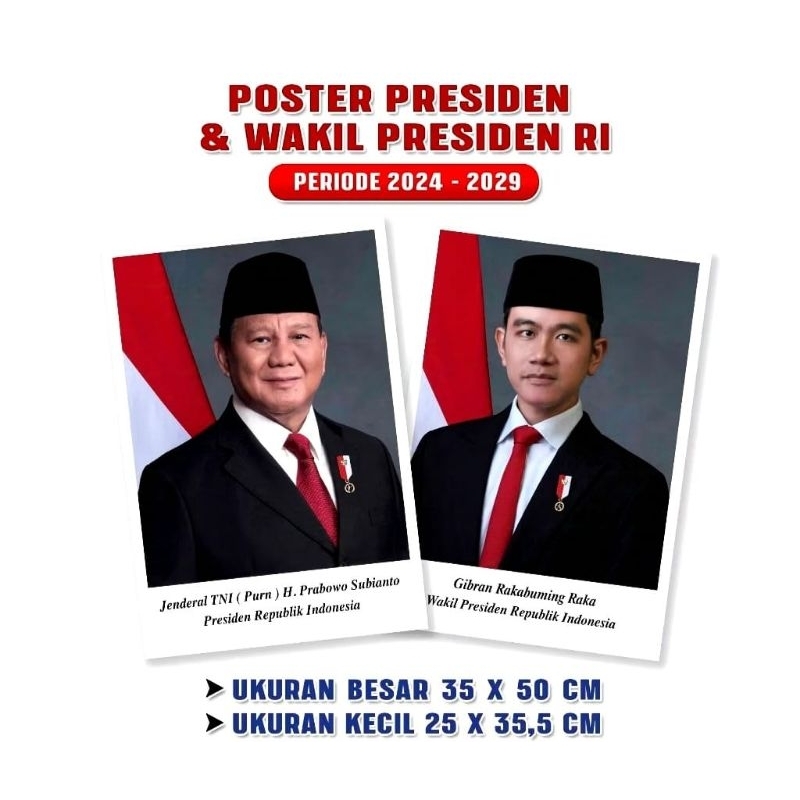 Jual Foto Presiden dan Wakil Presiden Terbaru 2024 1 Set | Shopee Indonesia