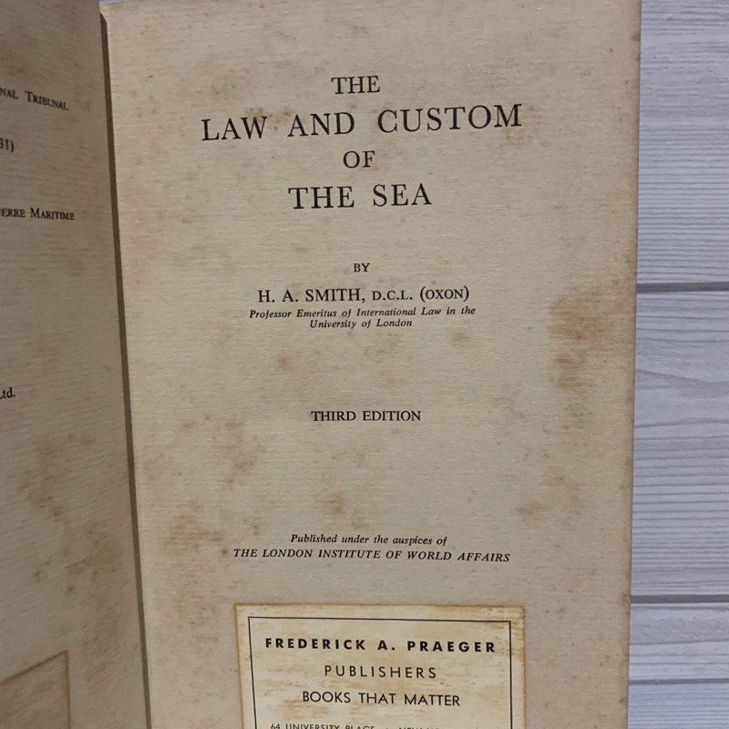 Jual The law and custom of the sea by H a smith third edition | Shopee ...