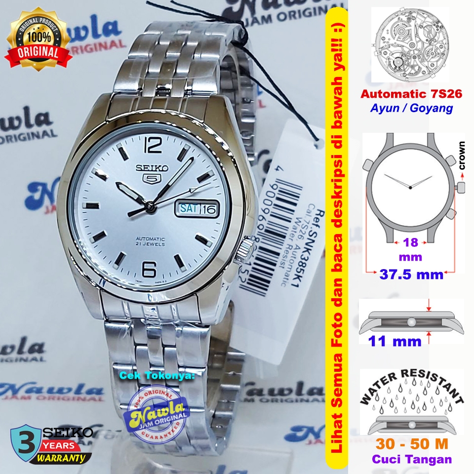 Jual Seiko 5 SNK385K1 Automatic Silver Dial - Jam Tangan Pria SNK385 ...