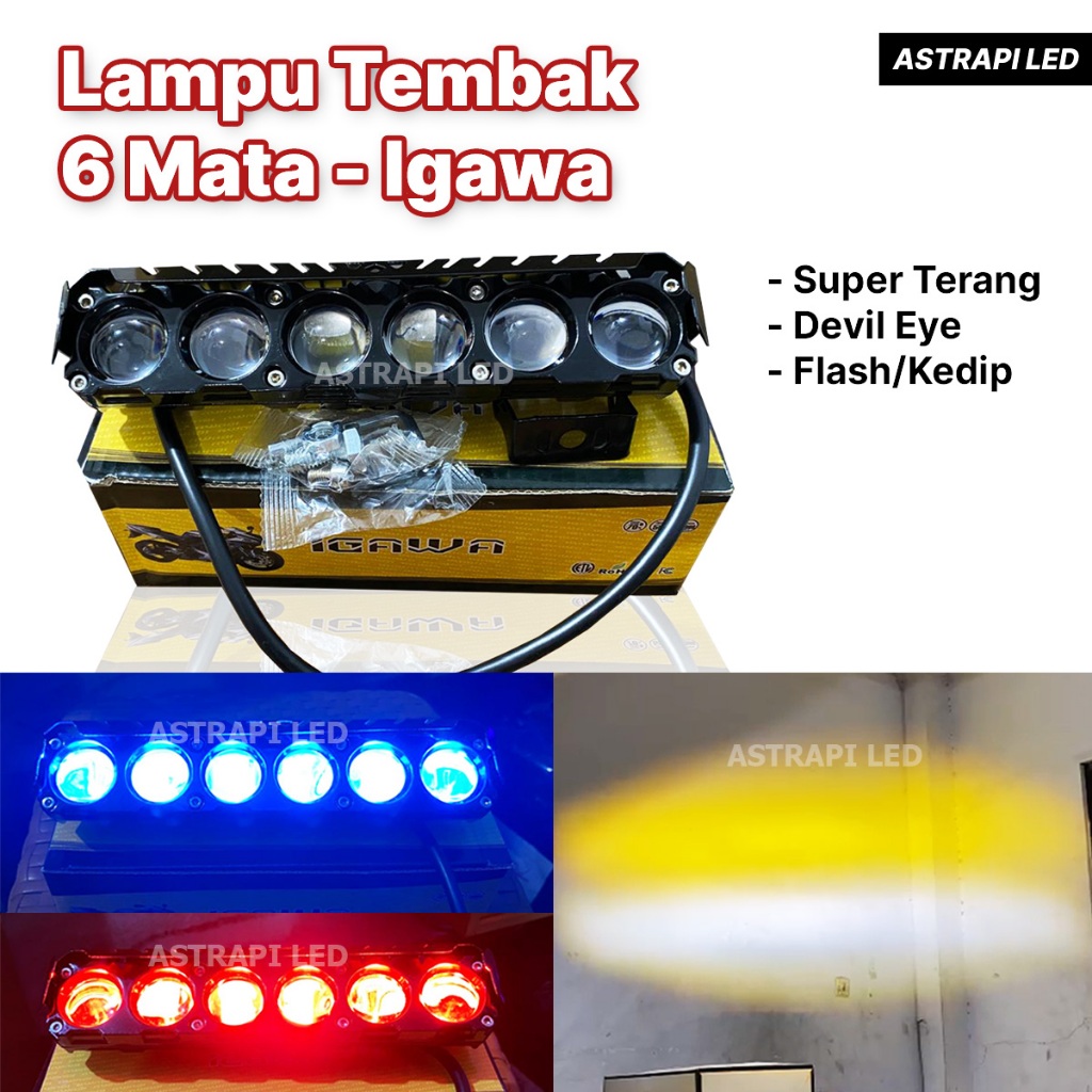 Jual Lampu Tembak LED 6 Mata Untuk Mobil Motor Super Terang Awet Cahaya ...