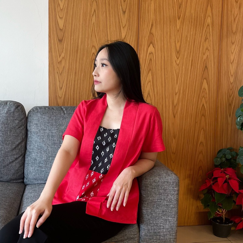 Jual ALYS BATIK - MITA BLOUSE BATIK NATAL MERAH | Shopee Indonesia