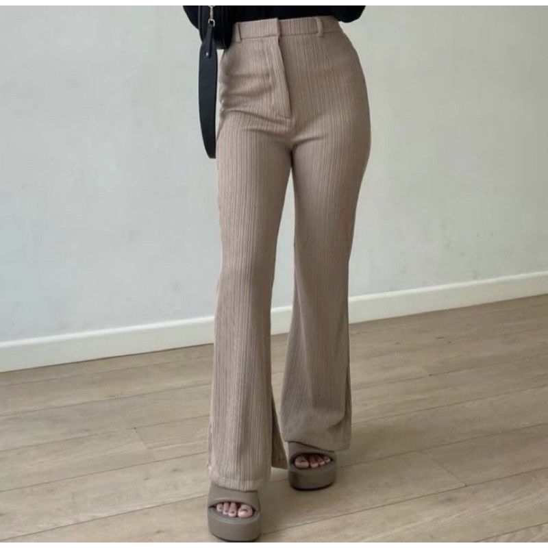 Jual CELANA CUTBRAY KNIT FLARE PANTS HIGHWAIST Celana Panjang Cutbray ...