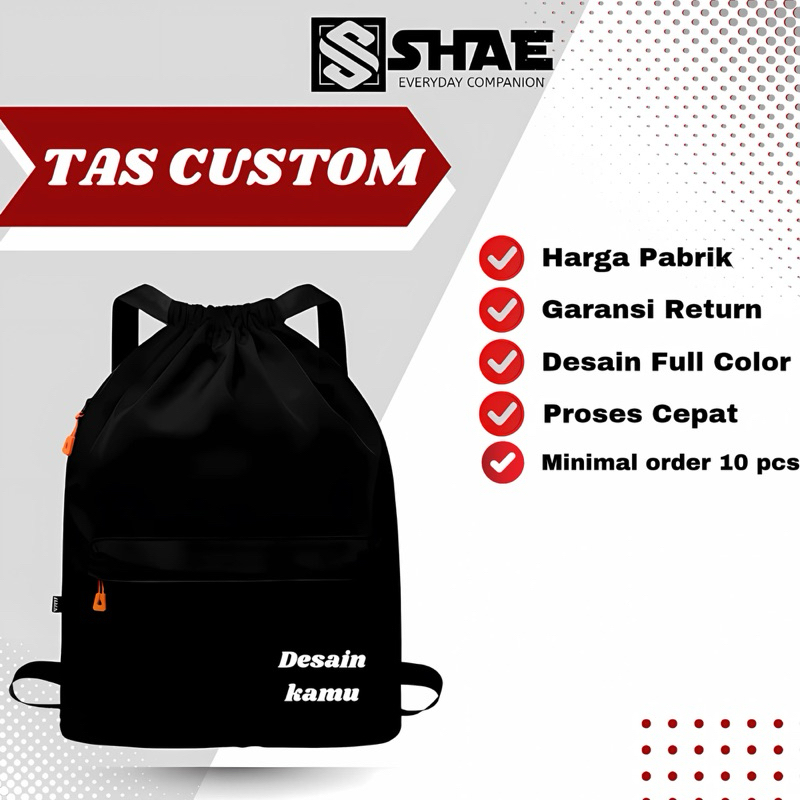 Jual Tas Serut Custom | Tas Sekolah | Tas Ransel ( Minimal 10 pcs ...