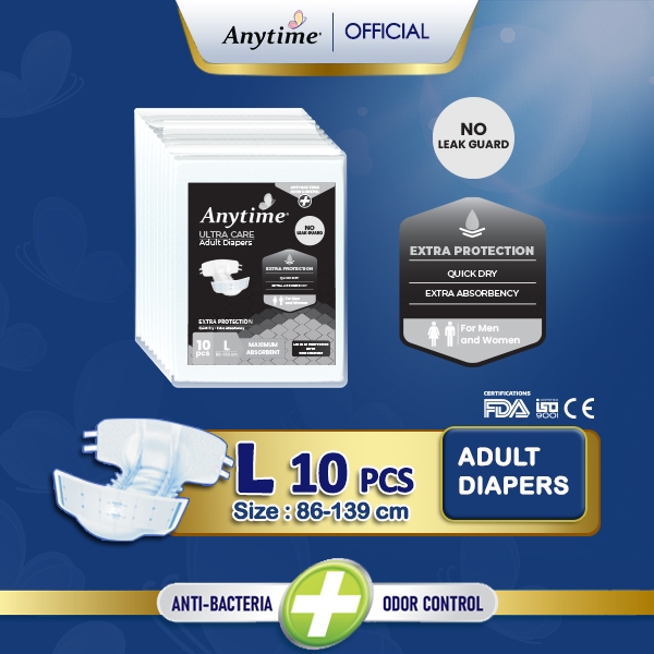 Jual Anytime Popok Dewasa Perekat Ukuran L Isi 10 Pcs VALUE PACK NO LEAKGUARD | Shopee Indonesia