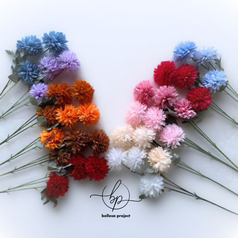 Jual Bunga pom pom mini 3 cabang artificial pertangkai AF017 | Shopee ...