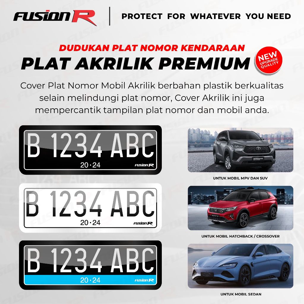Jual FUSION R Tempat Dudukan Tatakan Plat Nomor Mobil Hitam Akrilik ...