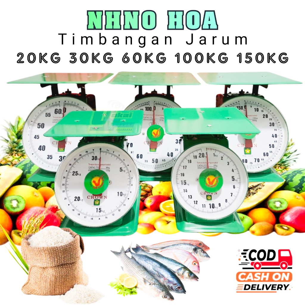 Jual Timbangan CROWN NON HOA VIETNAM 20Kg&30Kg Spring Dial Scale Besi Plat Datar Rata Hijau ...