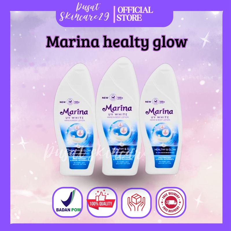 Jual [DAPAT 3PCS] MARINA UV WHITE HEALTHY & GLOW 185ML LOTION BADAN ...