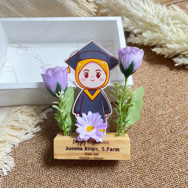 Jual Flower Box akrilik lampu stand kayu kado hari guru | Shopee Indonesia