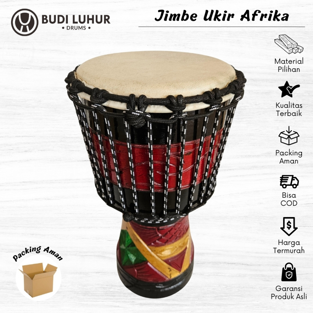 Jual Gendang Jimbe 40cm Ukir Afrika Kendang Djimbe Reggae Kulit Asli ...
