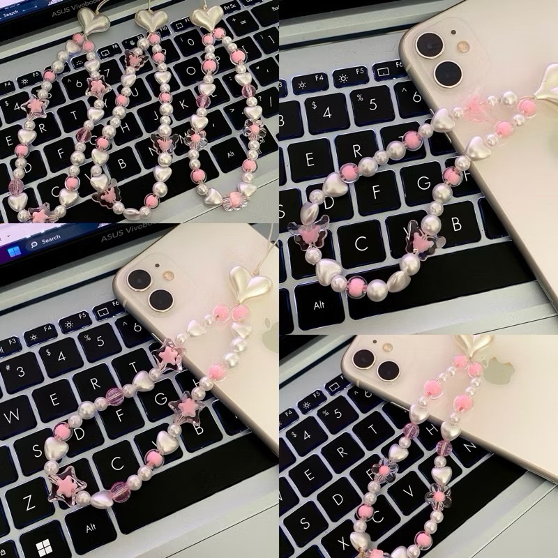 Jual strap phone || pink series || strap handphone aesthetic ...
