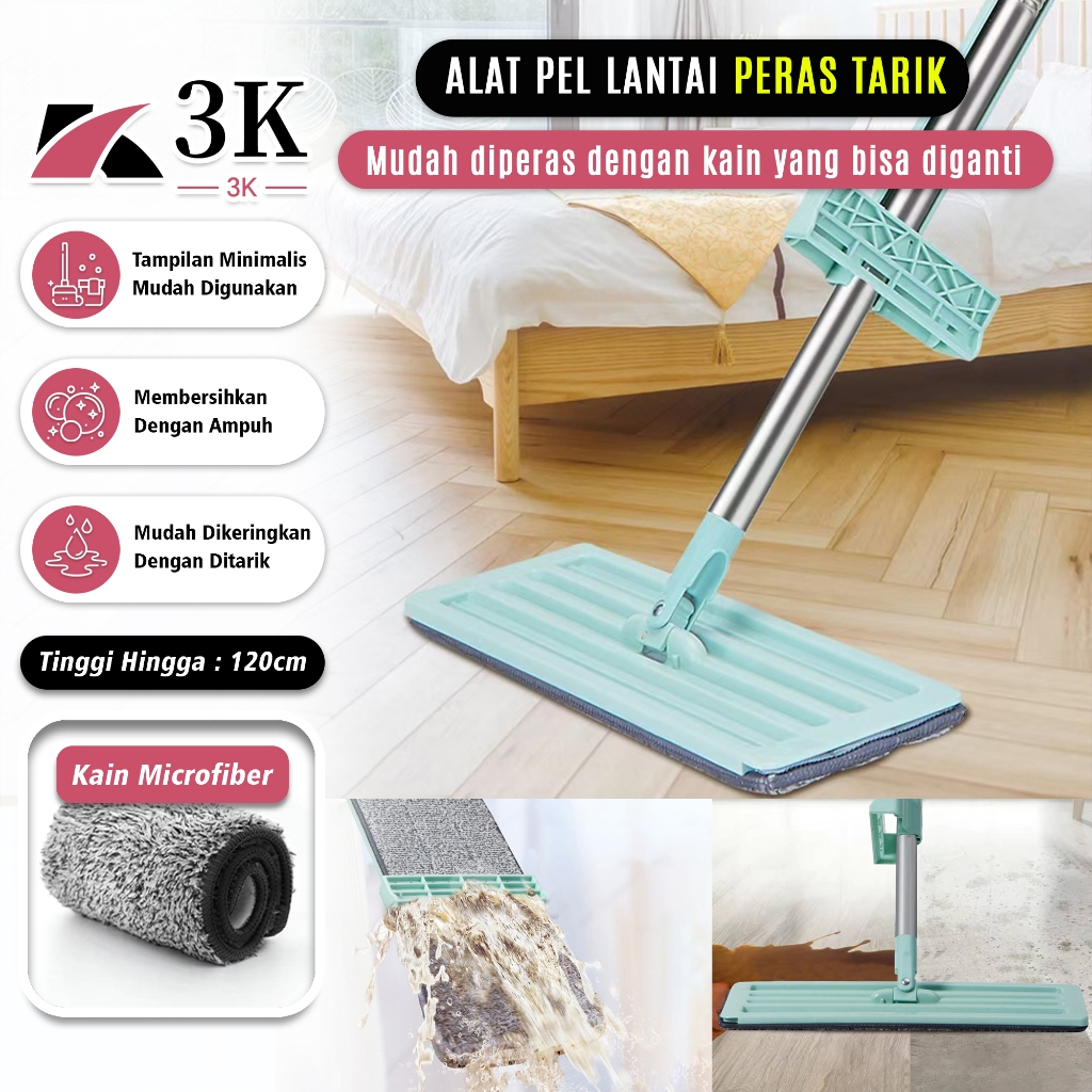 Jual (3K Surabaya) Alat Pel Lantai/Pel Tarik Bahan Microfiber Peras ...