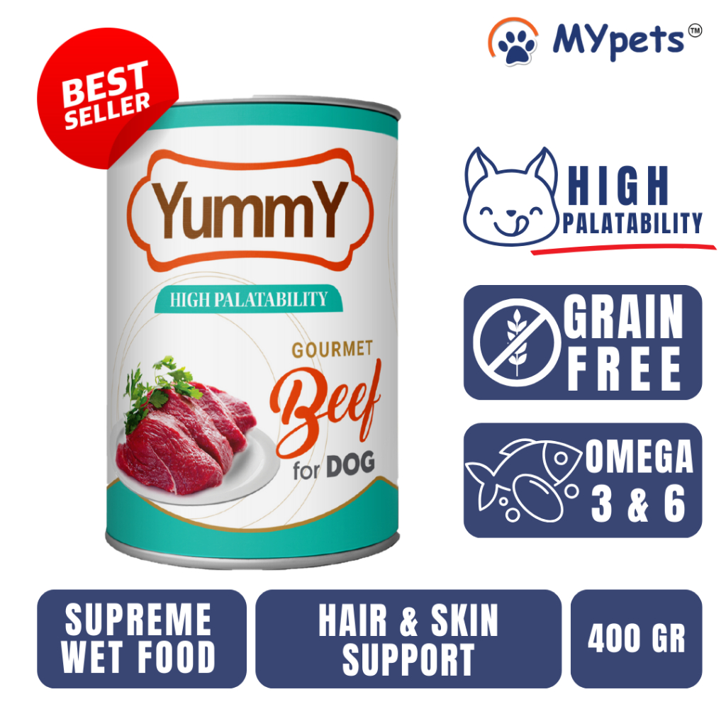 Jual Yummy canned dog | wet food | makanan basah anjing kaleng 375 gr ...