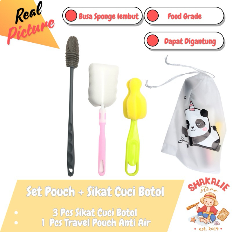 Jual Paket Set Alat Pembersih Botol Bahan Plastik Silicone Lengkap Dengan Pouch Serut Waterproof ...