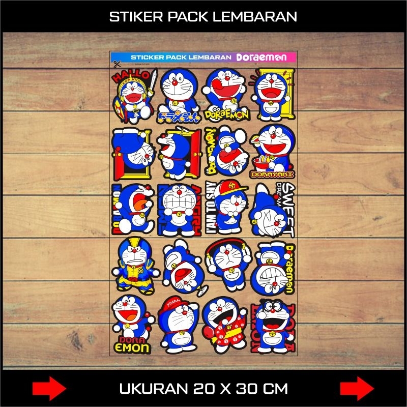 Jual Stiker Doraemon / Sticker Pack Lembaran ukuran 20 x 30 isi 20 pcs ...