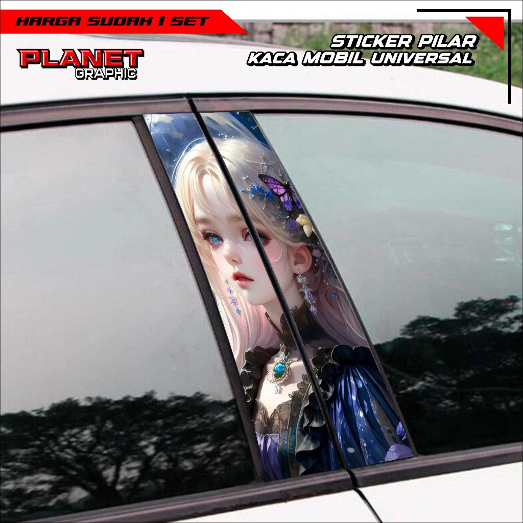 Jual Sticker Pilar Kaca Mobil Universal BEAUTY GIRL Bisa Custom Gambar ...