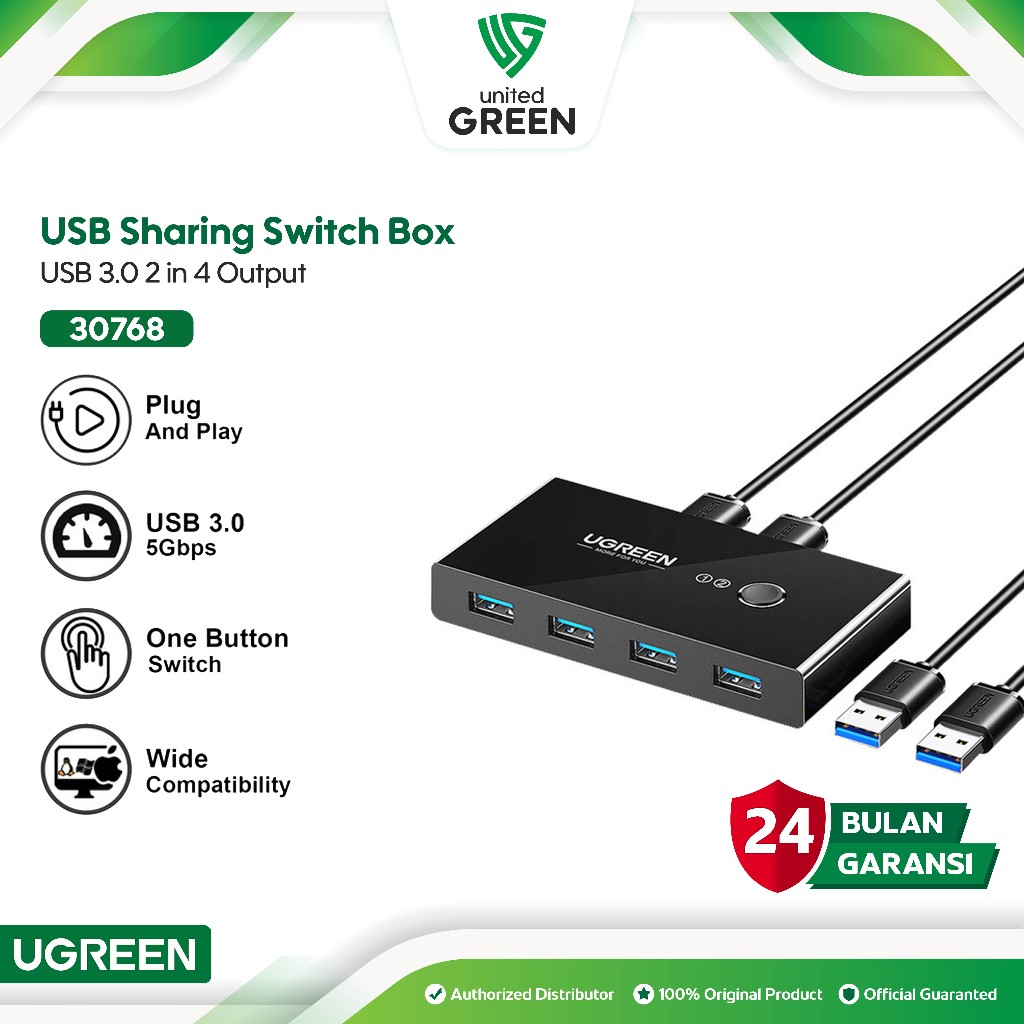 Jual UGREEN Sharing Switch Box 2 In 4 Out USB 3.0 For PC Speed 5Gbps 30768 | Shopee Indonesia