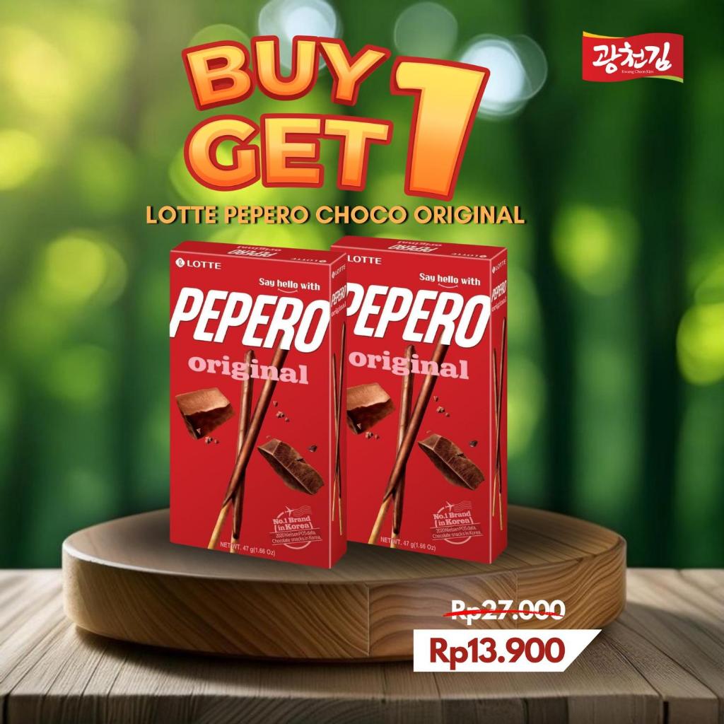 Jual (PROMO BUY 1 GET 1) Lotte Pepero Choco Original 47g/Biskuit Coklat ...