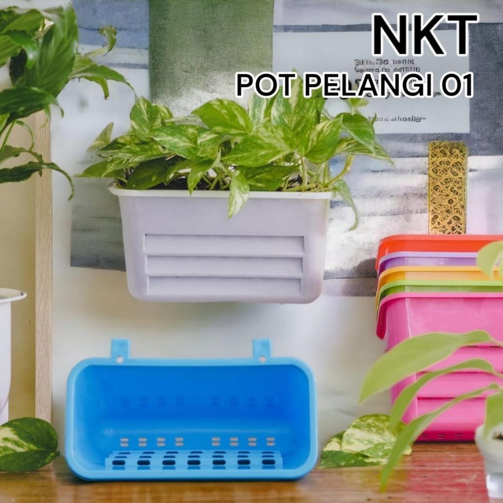 Jual POT BUNGA TANAMAN NKT VERTICAL TEMPEL 22 CM WARNA WARNI - NKT ...