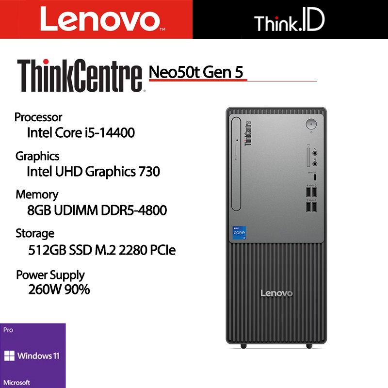 Jual Lenovo ThinkCentre Neo 50t Gen 5 i5-14400 8GB 512GB Win11 Pro ...
