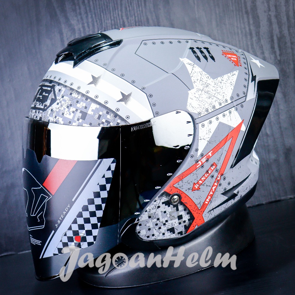 Jual HELM JS ARMOR MOTIF STAR | GORILA DOFF | HALF FACE SINGLE VISOR ...