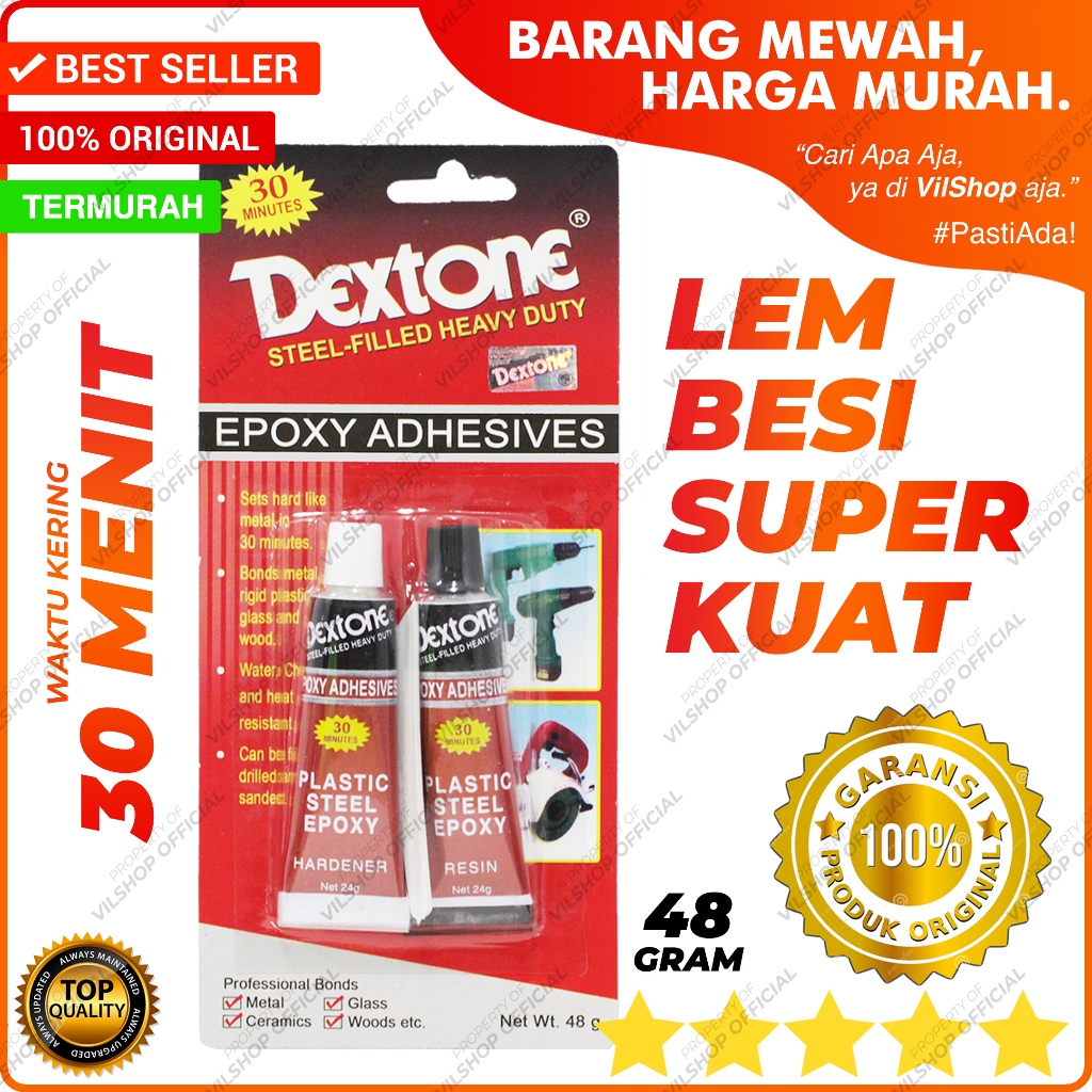 Jual LEM 2 TON SERBAGUNA DEXTONE ASLI 30 MENIT / LEM BESI DUA TON KUAT ...