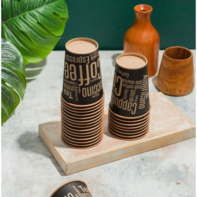 Jual [50 pcs] Paper Cup Kraft 8oz | Gelas Kertas | Paper Cup Cokelat motof | Gelas kopi | Paper ...