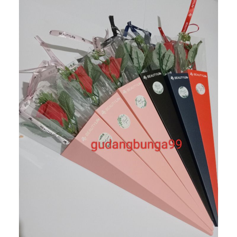 Jual Single rose box buket bunga plastik bunga satuan box premium (SUDAH TERMASUK BUNGA ...