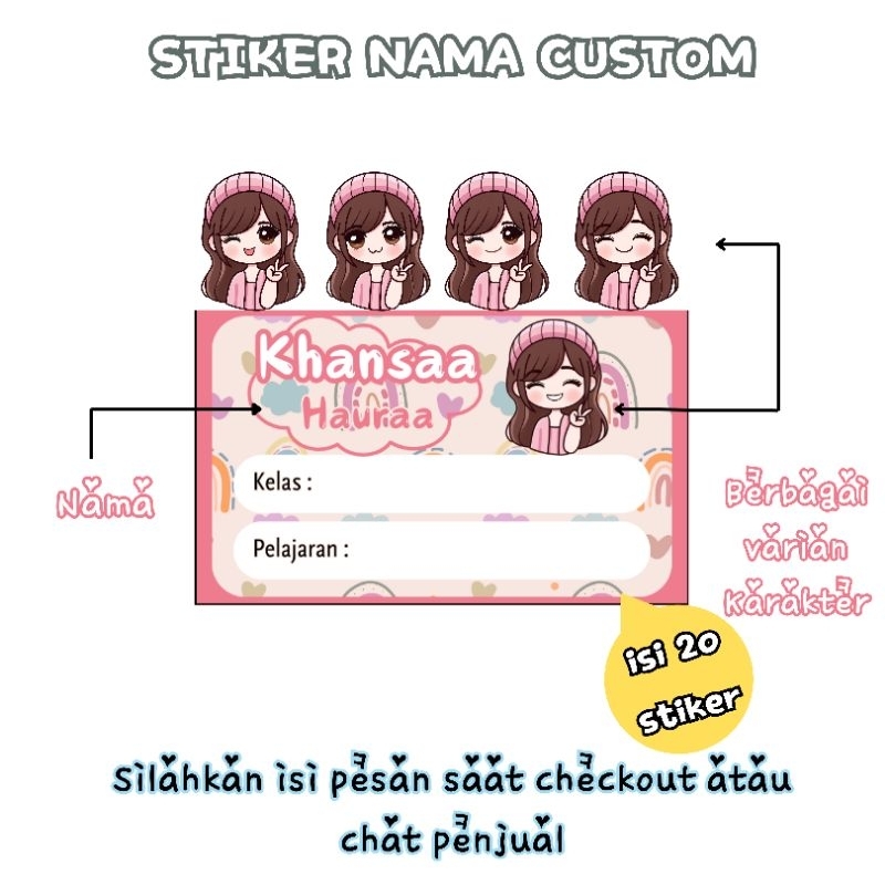 Jual Stiker Nama Custom Stiker Buku Label Nama Label Stiker Nama Custom ...