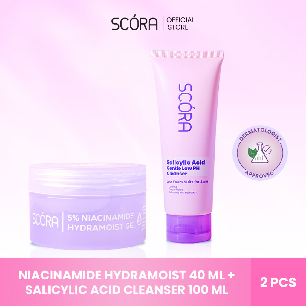 Jual SCORA 5% Niacinamide Hydramoist Gel 40ml + SCORA Salicylic Acid Gentle Low pH Cleanser ...