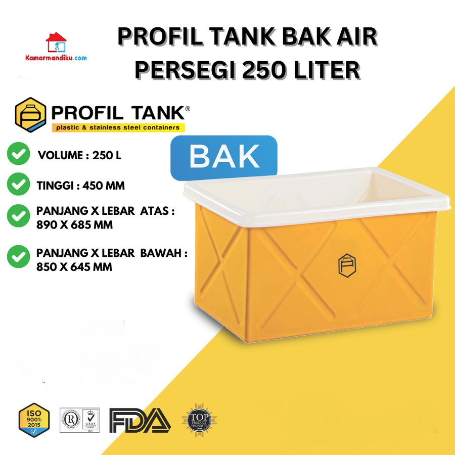 Jual Profil Tank Bak Persegi 250 Liter- Tangki Terbuka Profil Tank ...