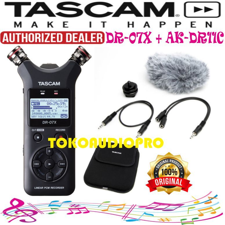 Jual Tascam DR07X Stereo Handheld Digital Audio Recorder DR-07x + AK-DR11C | Shopee Indonesia