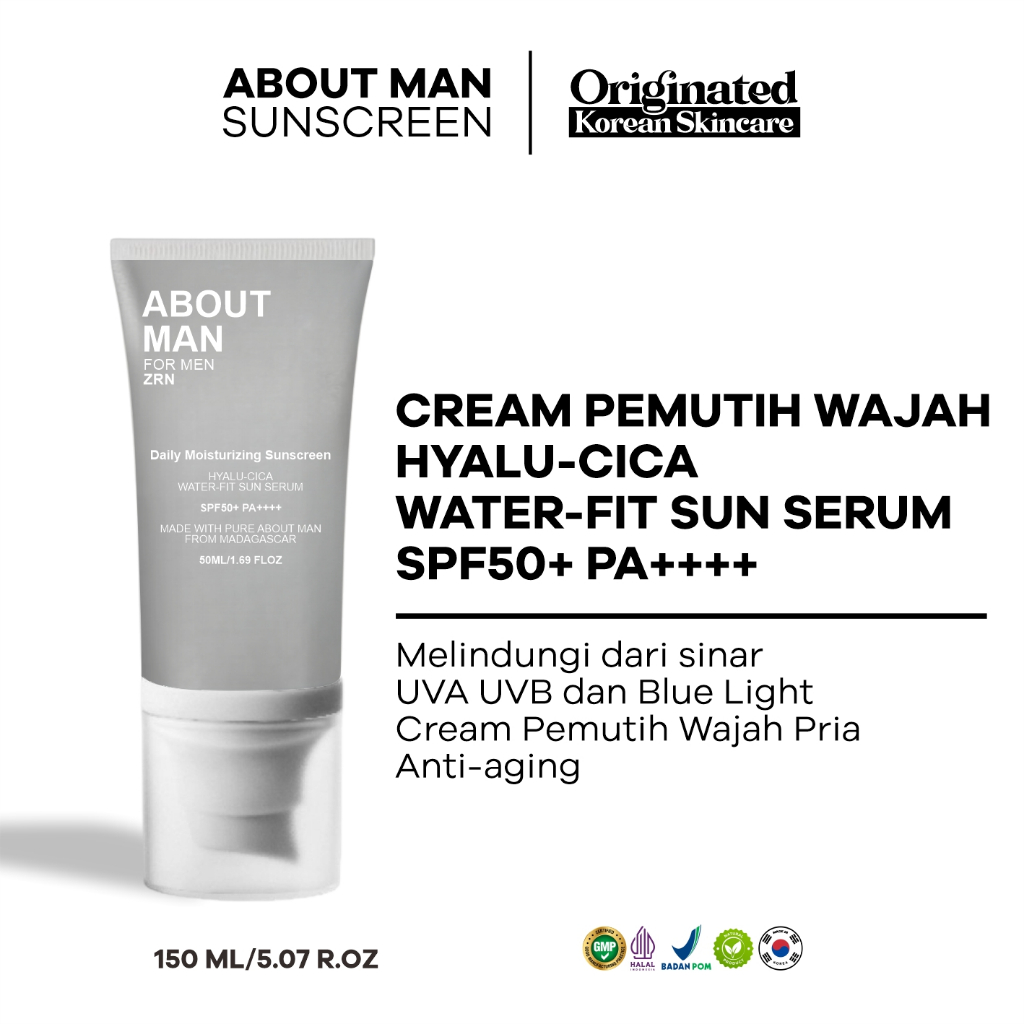 Jual About Man Sunscreen Moisturiser SPF50 PA++++ 15 ml / Korean ...