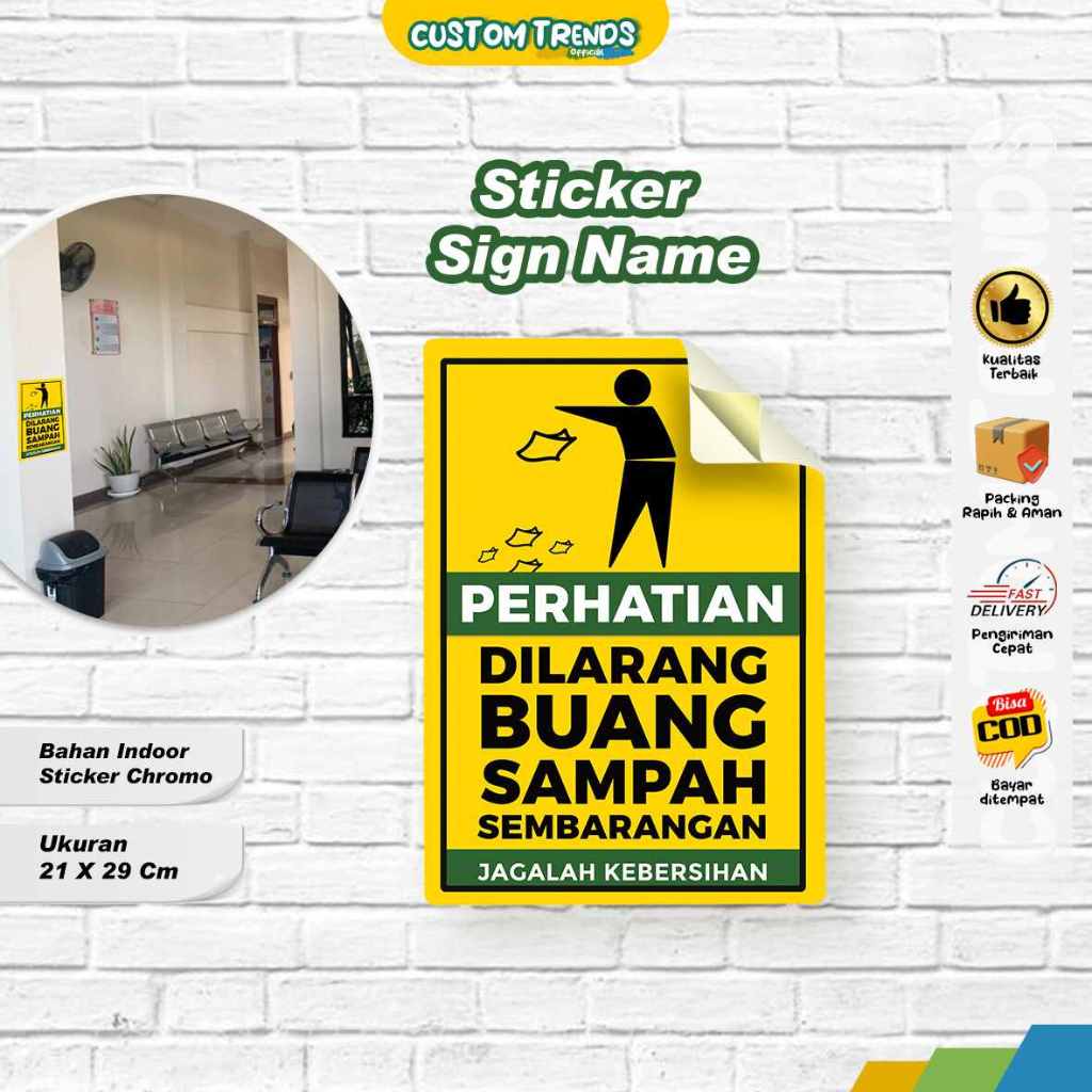 Jual Sticker Dilarang Buang Sampah, Stiker Peringatan, Sticker Jagalah ...