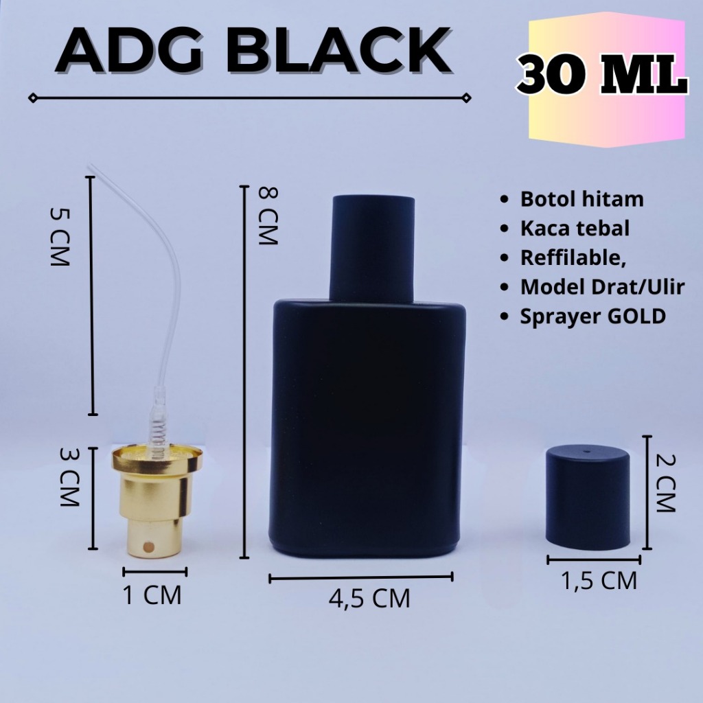 Jual Botol parfum kosong aquadigio full black 30ml drat/ADG/putar ...