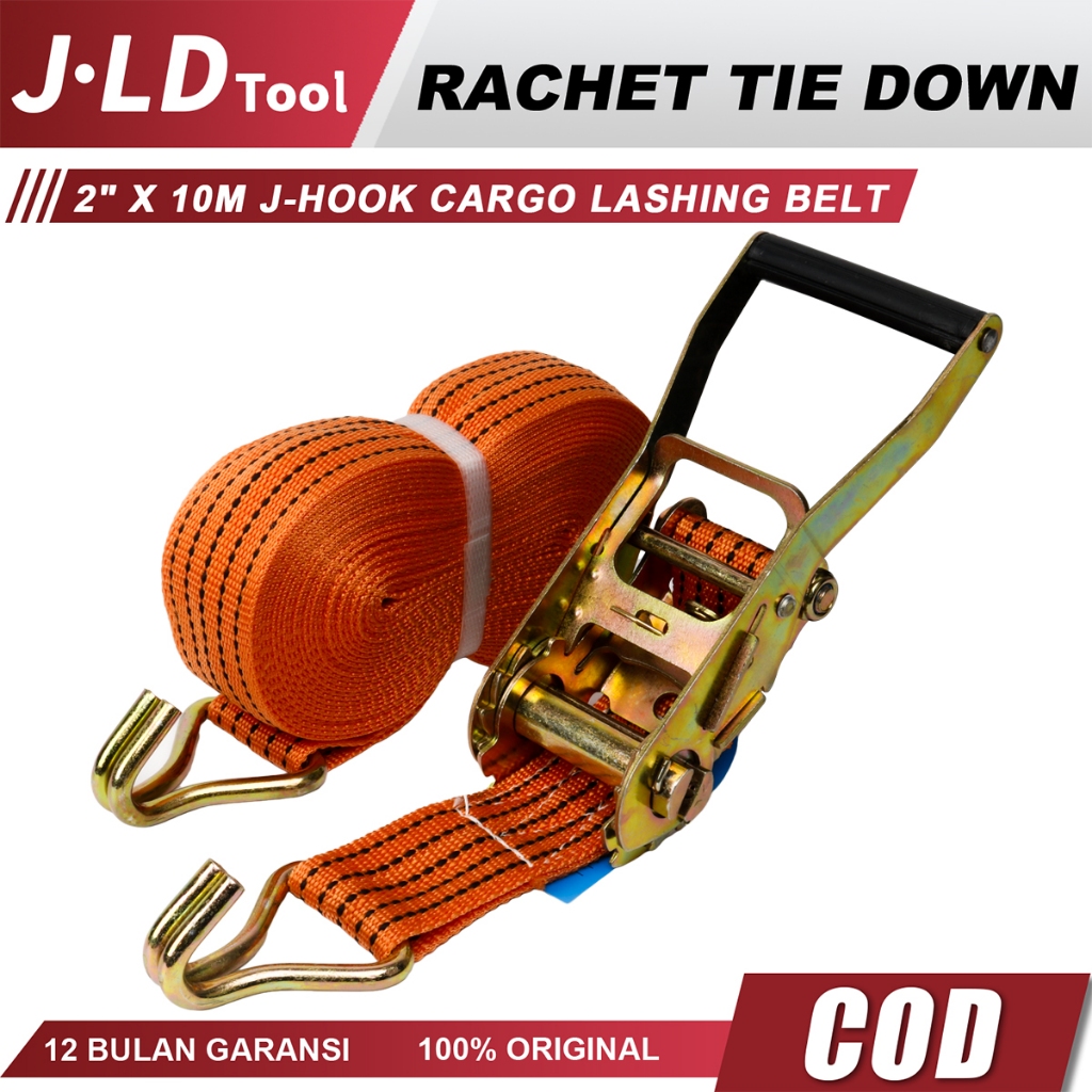 Jual JLD 2" x 10M J-Hook Ratchet Strap TieDown 2 Tons Heavy Duty Tie-Down Ratcheting Cargo Truck ...