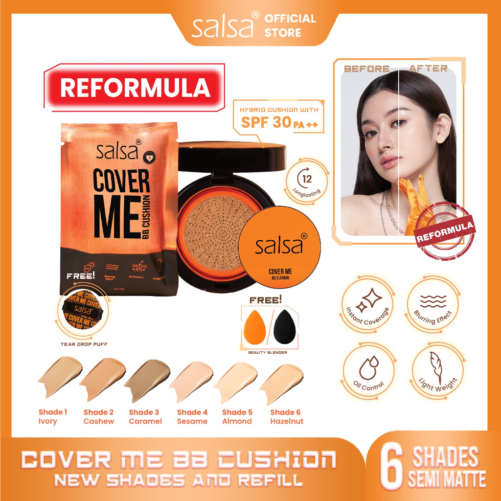 Jual [REFORMULA] SALSA Cover Me BB Cushion - Semi Matte with Red Algae ...