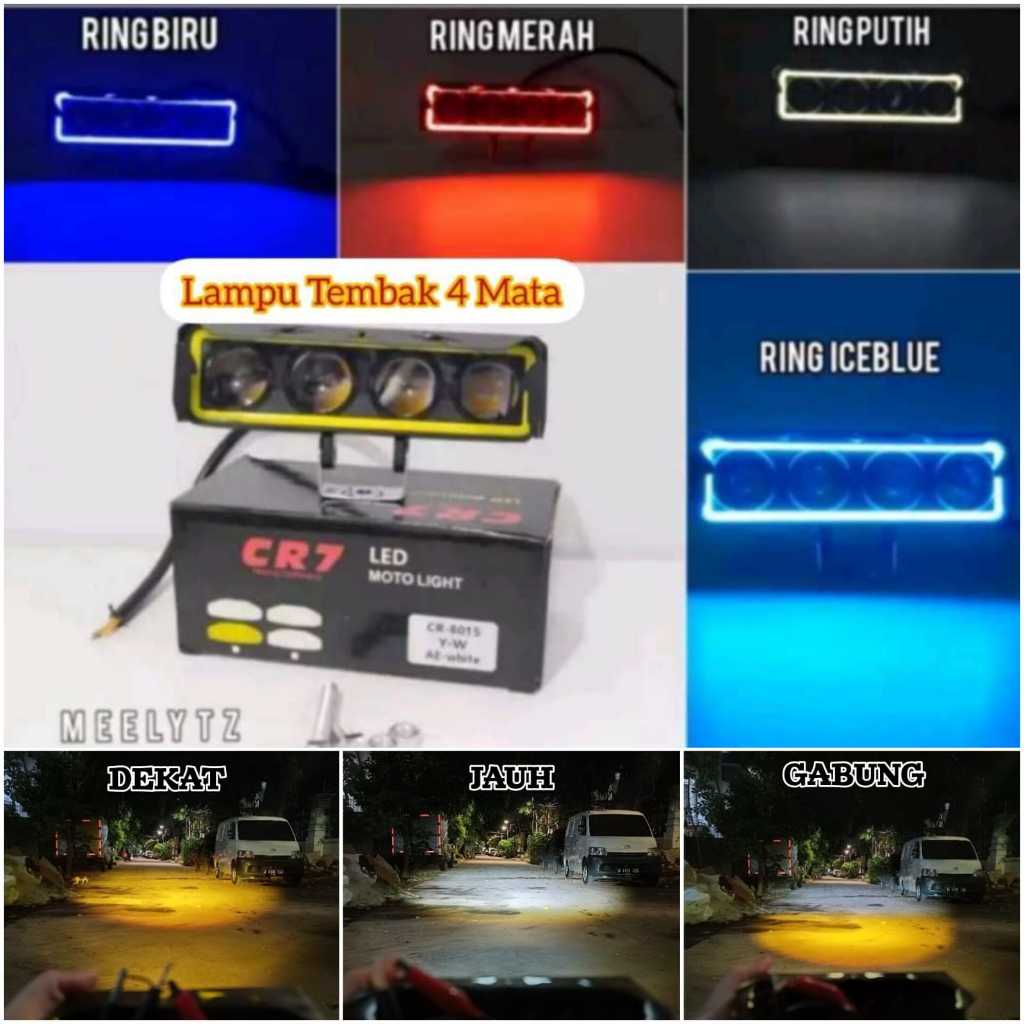 Jual Lampu Tembak CR7 3 Mata 4 Mata plus ring full alumunium waterproof CR8014 CR8015 CR8019 ...