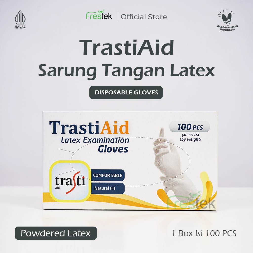 Jual Sarung Tangan Latex Examination Gloves Powdered Trasti Aid 100 pcs ...
