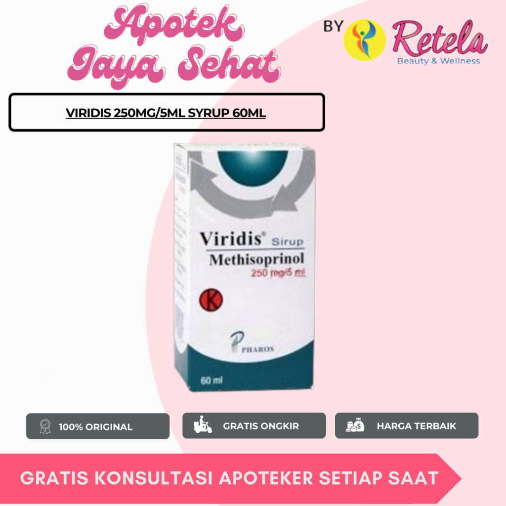 Jual VIRIDIS 250MG/5ML SYRUP 60ML / METHISOPRINOL | Shopee Indonesia