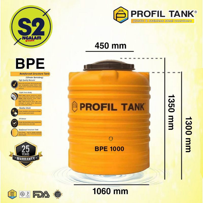 Jual Tandon Air /Toren Air /Tangki Air - PROFIL TANK BPE 1000 Liter ...