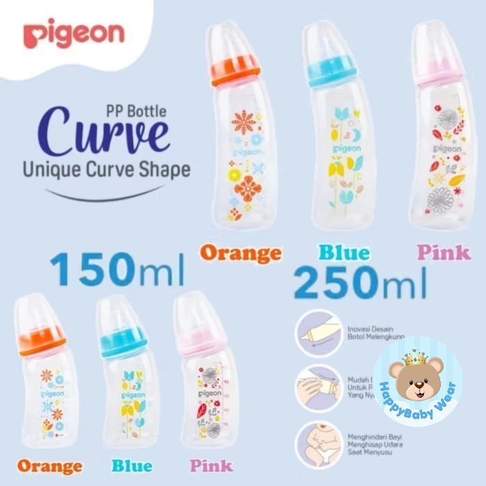 Jual Pigeon Botol PP Flexible Curve 150ml / 250ml with S-Type Nipple | Botol Susu Bayi Anak ...