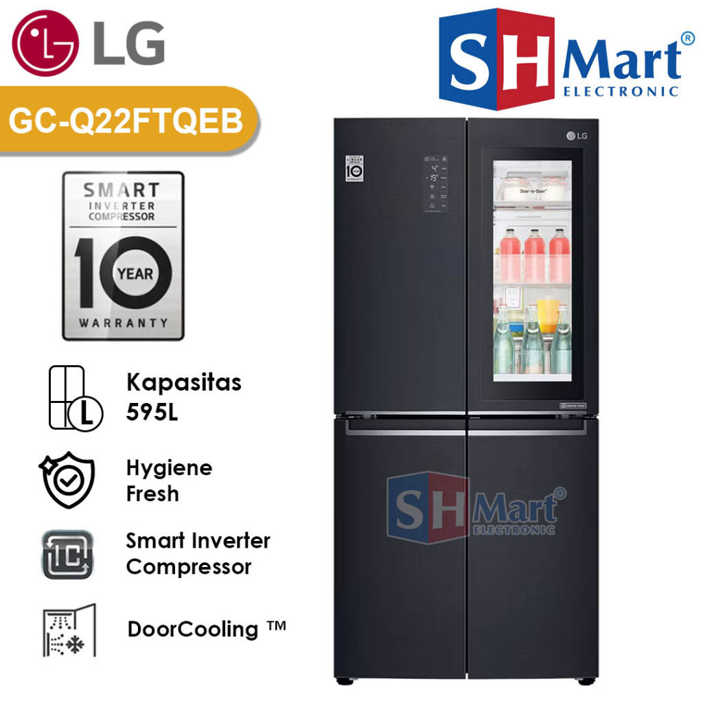Jual KULKAS SIDE BY SIDE LG 4 PINTU GC-Q22FTQEB KAPASITAS 595 LITER INSTAVIEW DOOR IN DOOR ...