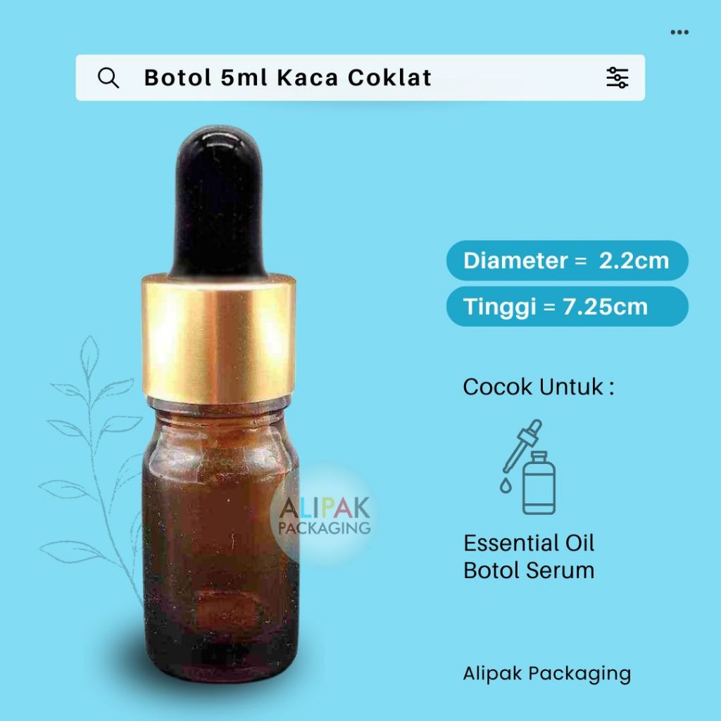 Jual Botol Pipet 5ml Kaca Coklat Tebal Botol serum skincare Tutup Ring ...