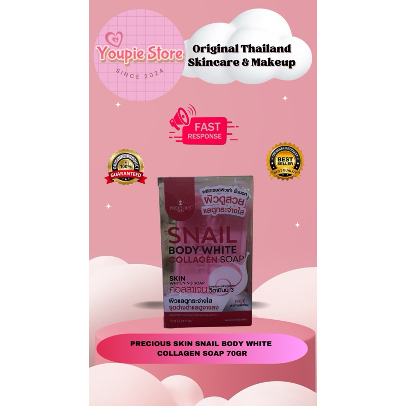 Jual PRECIOUS SKIN Snail Body White Collagen Soap 70GR (Free Paper Mask ...
