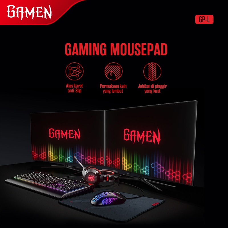 Jual Gamen Gaming Mousepad GP-L Hexagon Anti-slip with Soft Surface ...