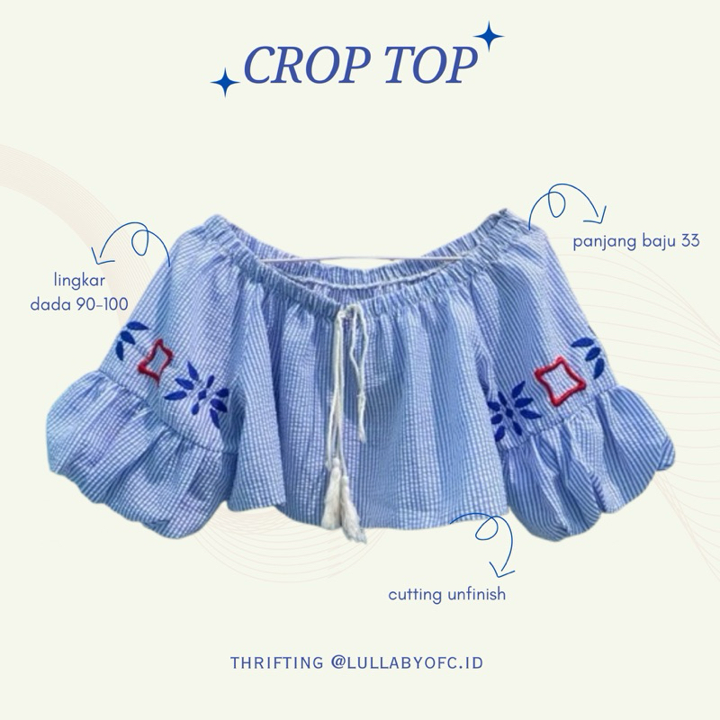 Jual salur croptop / crop top garis / crop top biru / cuci gudang ...