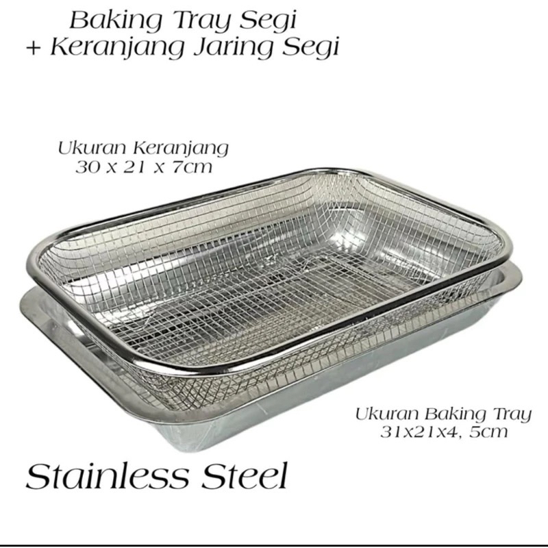 Jual Satu Set Penyaring/Peniris Gorengan Nampan Stainless Steel ...