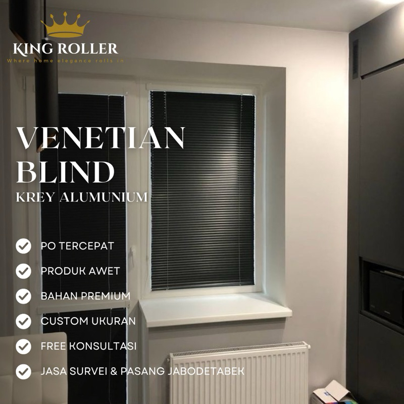 Jual Venetian Blind Krey Alumunium PREMIUM Indoor Stick Besi Merk SHARP ...