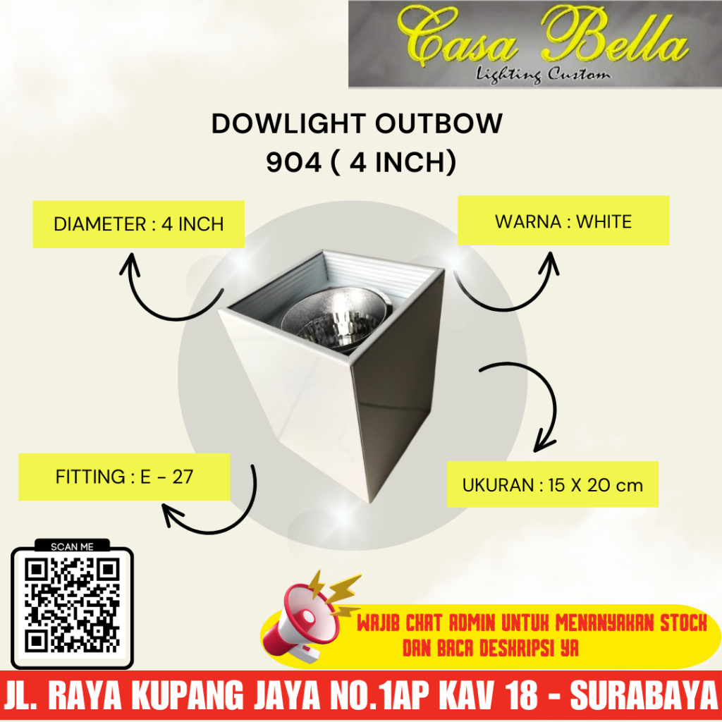 Jual LAMPU DOWN LIGHT OUTBOW 904 ( 4 INCH) | Shopee Indonesia